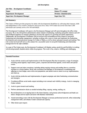 Fillable Online Sample Job Description Format Fax Email Print - pdfFiller