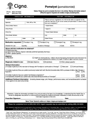 Fillable Online Pomalyst PSC Prior Authorization Form. Prior Authorization Form for Pomalyst ...