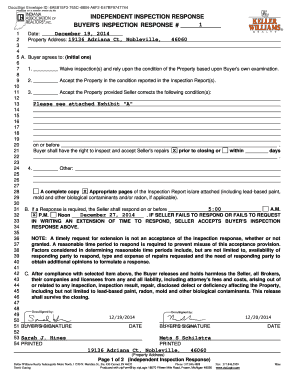 Fillable Online independent inspection response buyer's inspection ...