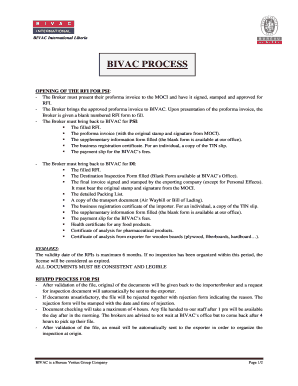 Fillable Online BIVAC PROCESS Fax Email Print - pdfFiller