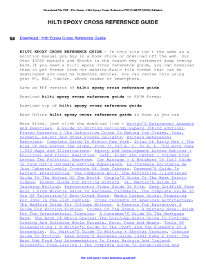 Fillable Online Hilti Epoxy Cross Reference Guide. Hilti Epoxy Cross ...