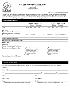 Fillable Online Membership Application form - Har Sinai Congregation Fax Email Print - pdfFiller