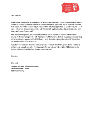 Fillable Online Dear Applicant, Thank you for your interest in working ...