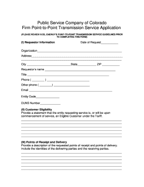 Fillable Online Firm Point to Point Application Template Effective 12 ...