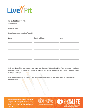 Fillable Online Team Name: Fax Email Print - pdfFiller