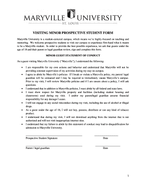 Fillable Online VISITING MINOR PROSPECTIVE STUDENT FORM - Maryville ... Fax Email Print - pdfFiller