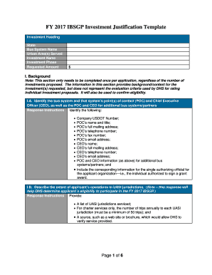 Fillable Online FY 2017 IBSGP Investment Justification Template Fax ...