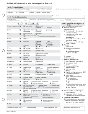 Fillable Online Stillborn Examination and Investigation Record. Form is ...