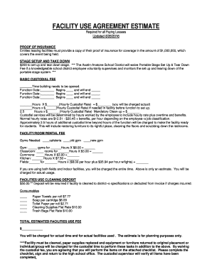 Fillable Online facility use agreement estimate - Asotin - Anatone ...
