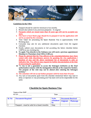 Fillable Online Checklist for Spain Business Visa Fax Email Print ...