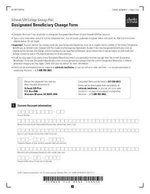 Fillable Online Schwab 529 College Savings Plan Designated Beneficiary ...