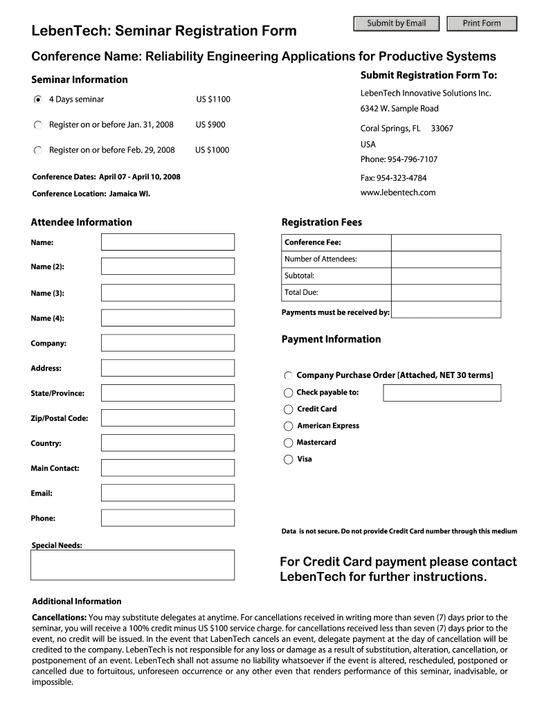 Fillable Online LebenTech: Seminar Registration Form Fax Email Print - pdfFiller