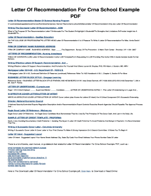 Fillable Online Letter Of Recommendation For Crna School Example PDF ...