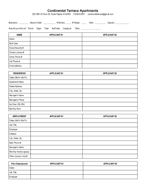 Fillable Online Continental Terrace Apartments Fax Email Print - pdfFiller
