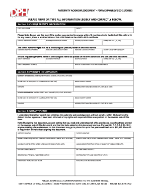 Fillable Online Paternity Acknowledgement Form Fax Email Print - pdfFiller