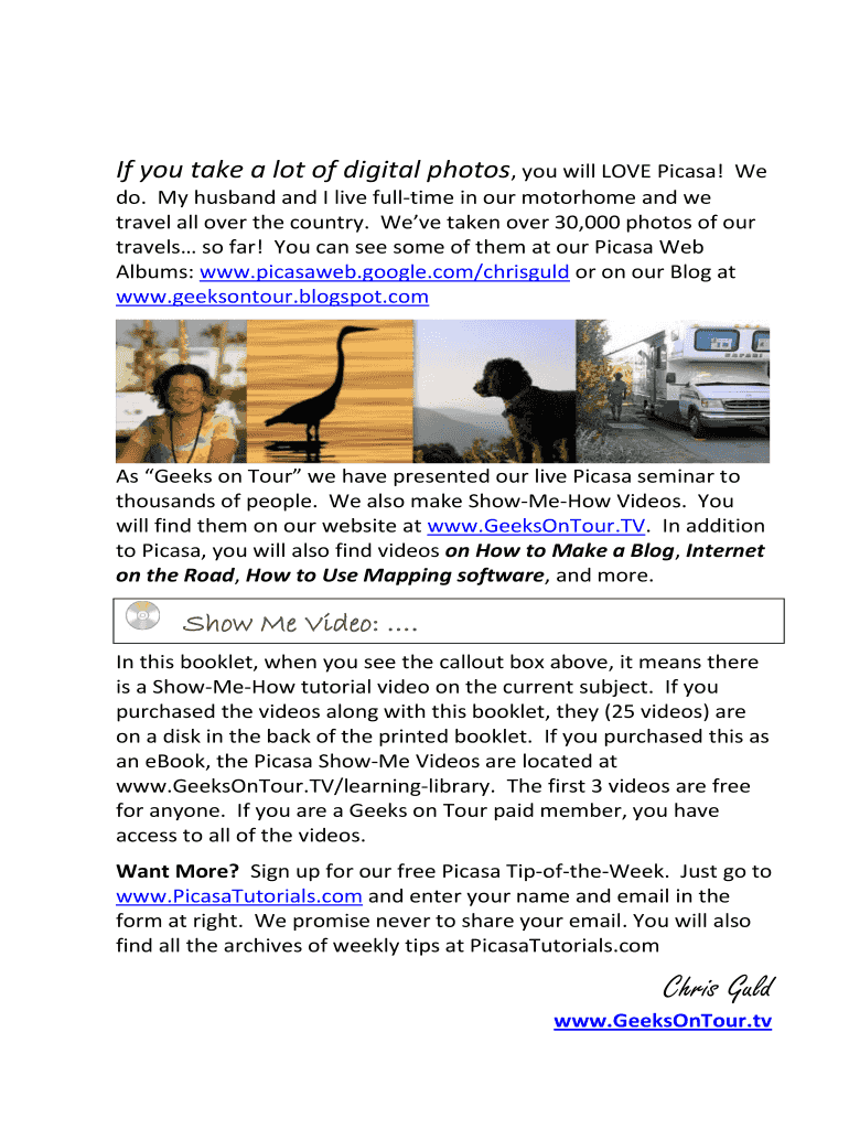 Fillable Online If you take a lot of digital photos, you will LOVE Picasa Fax Email Print ...