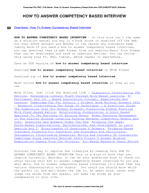 Fillable Online How To Answer Competency Based Interview. How To Answer ...