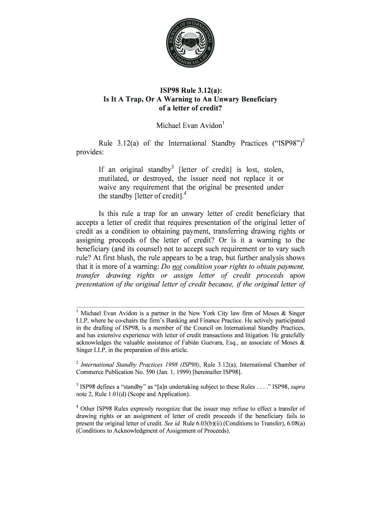 Fillable Online ISP98 Rule 3 Fax Email Print - pdfFiller