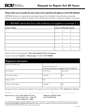 Fillable Online Request to Report Act 48 Hours Fax Email Print - pdfFiller