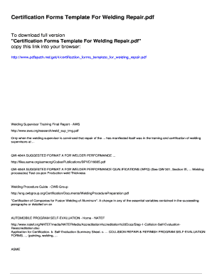 Fillable Online Certification Forms Template For Welding Repair Fax ...