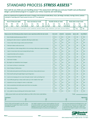 Fillable Online STANDARD PROCESS STRESS ASSESS TM - Vortala Fax Email ...