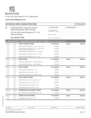 Fillable Online Butterfield Fund Transaction Form Fax Email Print ...