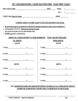 Fillable Online Pre-Registration Course Selection Form for New Students ...