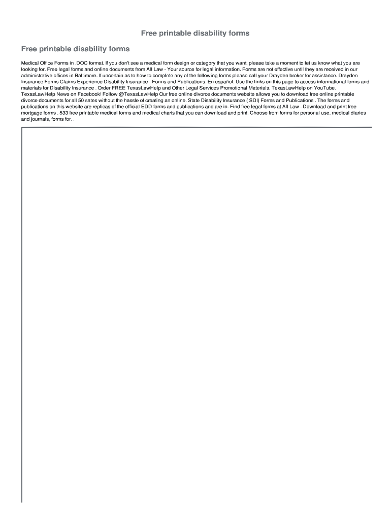 Fillable Online Free printable disability forms Fax Email Print - pdfFiller