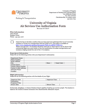 Fillable Online Air Transportation Authorization Form - University of ...