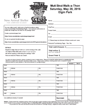 Fillable Online Walkathon Registration Sheet 2015 V4 Fax Email Print ...