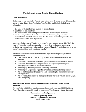 Fillable Online What to include in your Transfer Request Package Fax ...