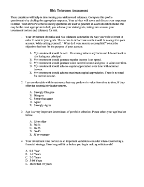 Fillable Online Click here for Risk Tolerance Assessment Fax Email ...