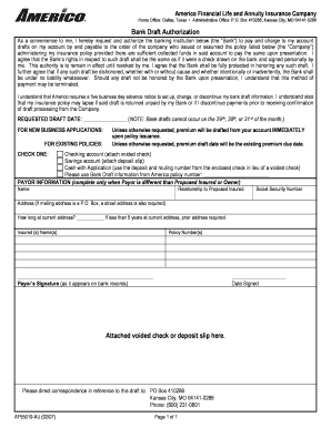 Fillable Online Bank Draft Authorization Attached voided check or ...