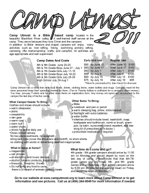 Fillable Online Camp Utmost is a Bible Fax Email Print - pdfFiller