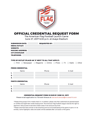 Fillable Online official credential request form - The American Flag ...