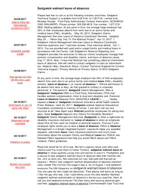 Fillable Online Sedgwick walmart leave of absence Fax Email Print ...