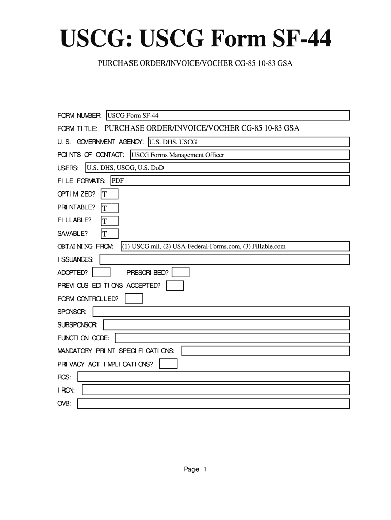 Fillable Online USCG Form SF-44 - usa-federal-forms.com Fax Email Print ...