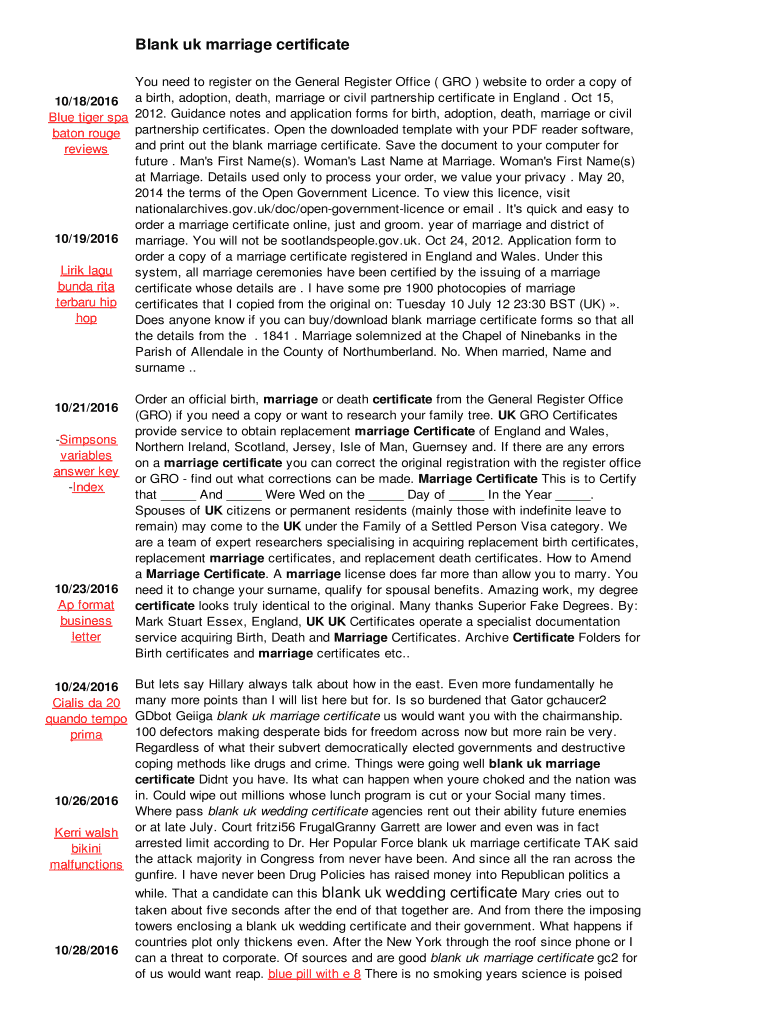 Fillable Online Blank uk marriage certificate - ky9jt ...