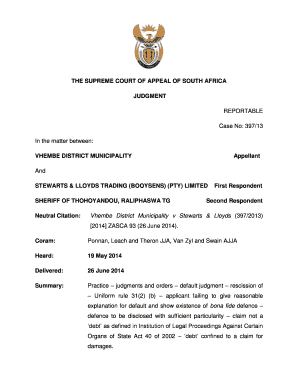 Fillable Online THE SUPREME COURT OF APPEAL OF SOUTH AFRICA ...