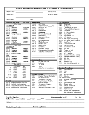 Fillable Online Medical Encounter Form - NC Farmworker Health Program ...