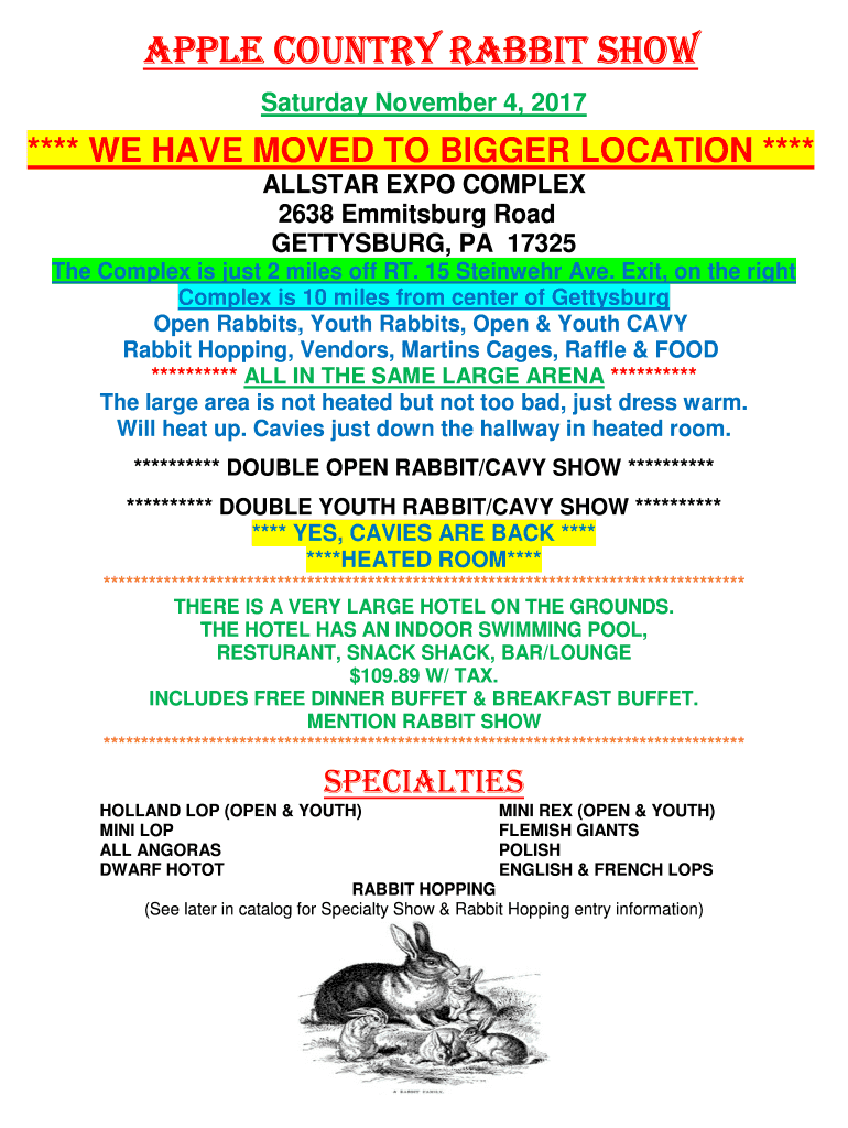 Fillable Online apple country rabbit show apple country rabbit show ...
