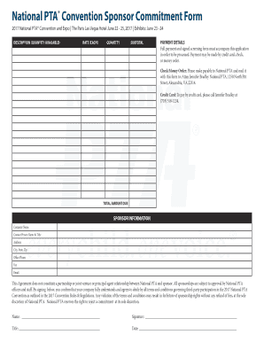 Fillable Online National PTA Convention Sponsor Commitment Form - a2z ...
