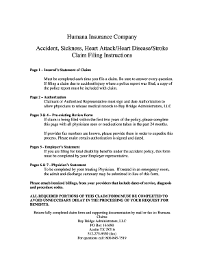 Fillable Online Humana Insurance Company - National Plan Administrators ...