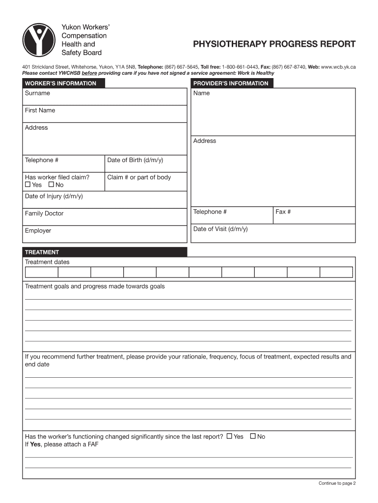 Fillable Online PHYSIOTHERAPY PROGRESS REPORT Fax Email Print - pdfFiller