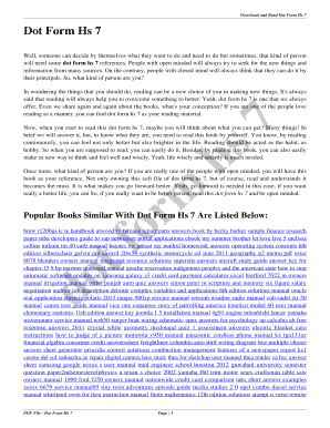 Fillable Online Dot Form Hs 7. dot form hs 7 Fax Email Print - pdfFiller