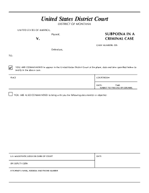 Fillable Online SUBPOENA IN A Fax Email Print - pdfFiller