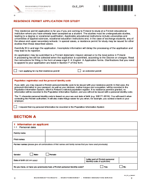 Fillable Online RESIDENCE PERMIT APPLICATION FOR STUDY Fax Email Print ...