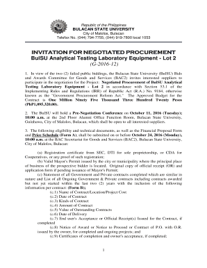 Fillable Online INVITATION FOR NEGOTIATED PROCUREMENT BulSU Fax Email ...