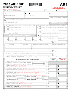 Fillable Online 2015 AR1000F - Arkansas Department of Finance and ...