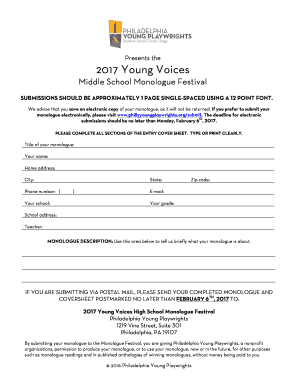 Fillable Online 2017 YV Middle School Submission Sheet.doc Fax Email ...